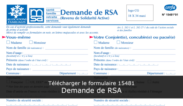 Demande de RSA - Remplir le formulaire pour obtenir la prestation