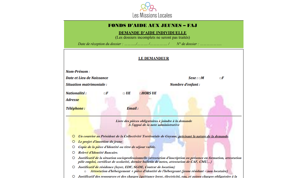 Demande de FAJ en ligne - FONDS D'AIDE AUX JEUNES