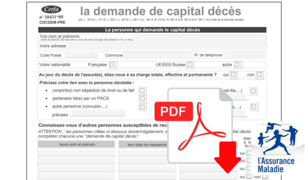 Formulaire capital décès CPAM - Demande administrative